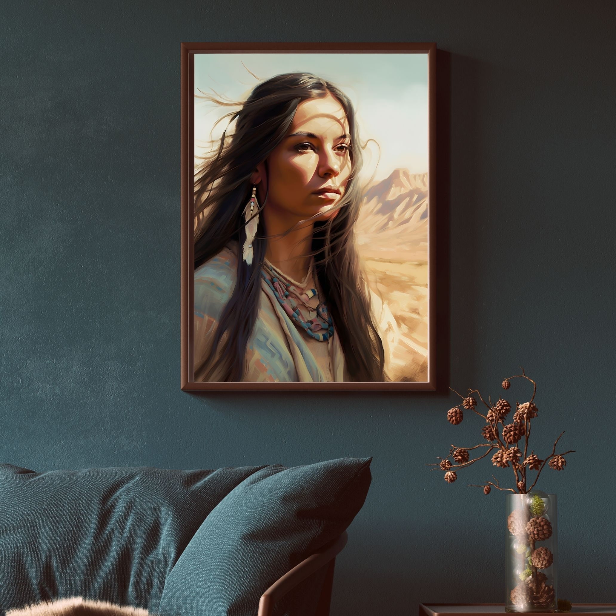 Native American Girl Portrait - Captivating Handmade Portrait: One-of-a ...