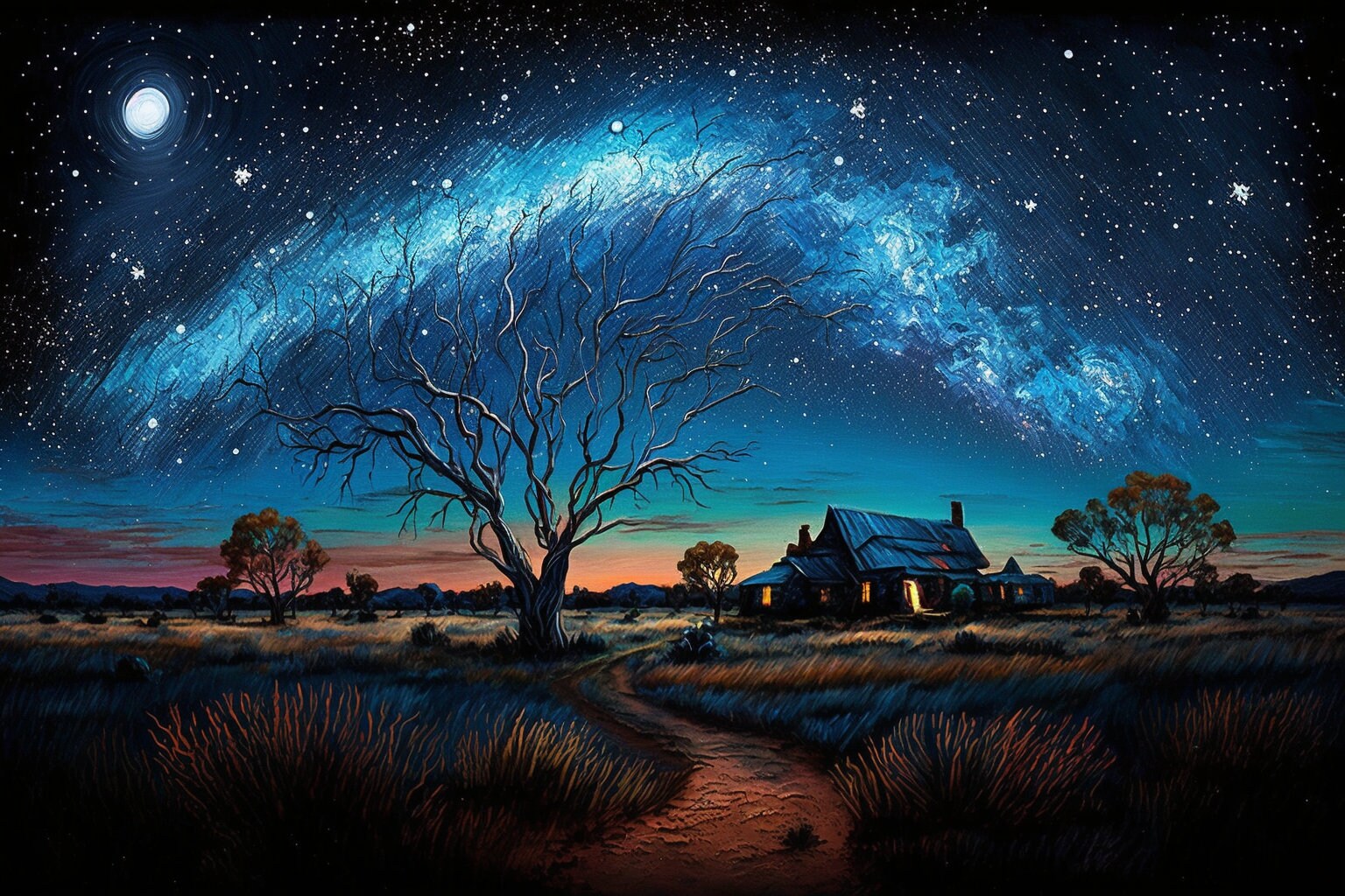 Australian Outback With Starry Night With the Milky Way - Digital Print ...
