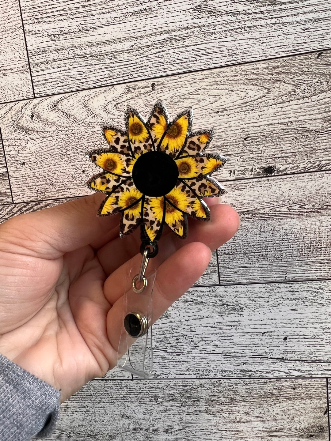 Sunflower Badge Reel, Nurse Badge, ID Badge, Teacher, Retractable Badge ...