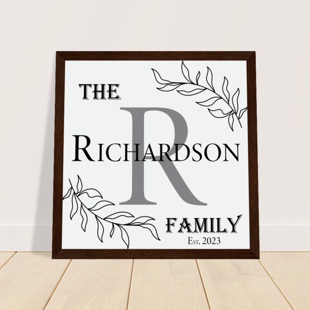 Personalized Wall Sign Family Name Wooden Framed Poster - Custom Wall ...