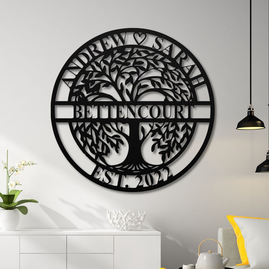 Tree of Life Personalized Name Metal Sign, Custom Family Name Sign ...