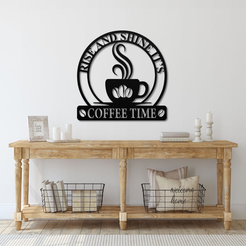 Personalized Coffee Bar Metal Sign: Modern Kitchen Wall Art - Etsy