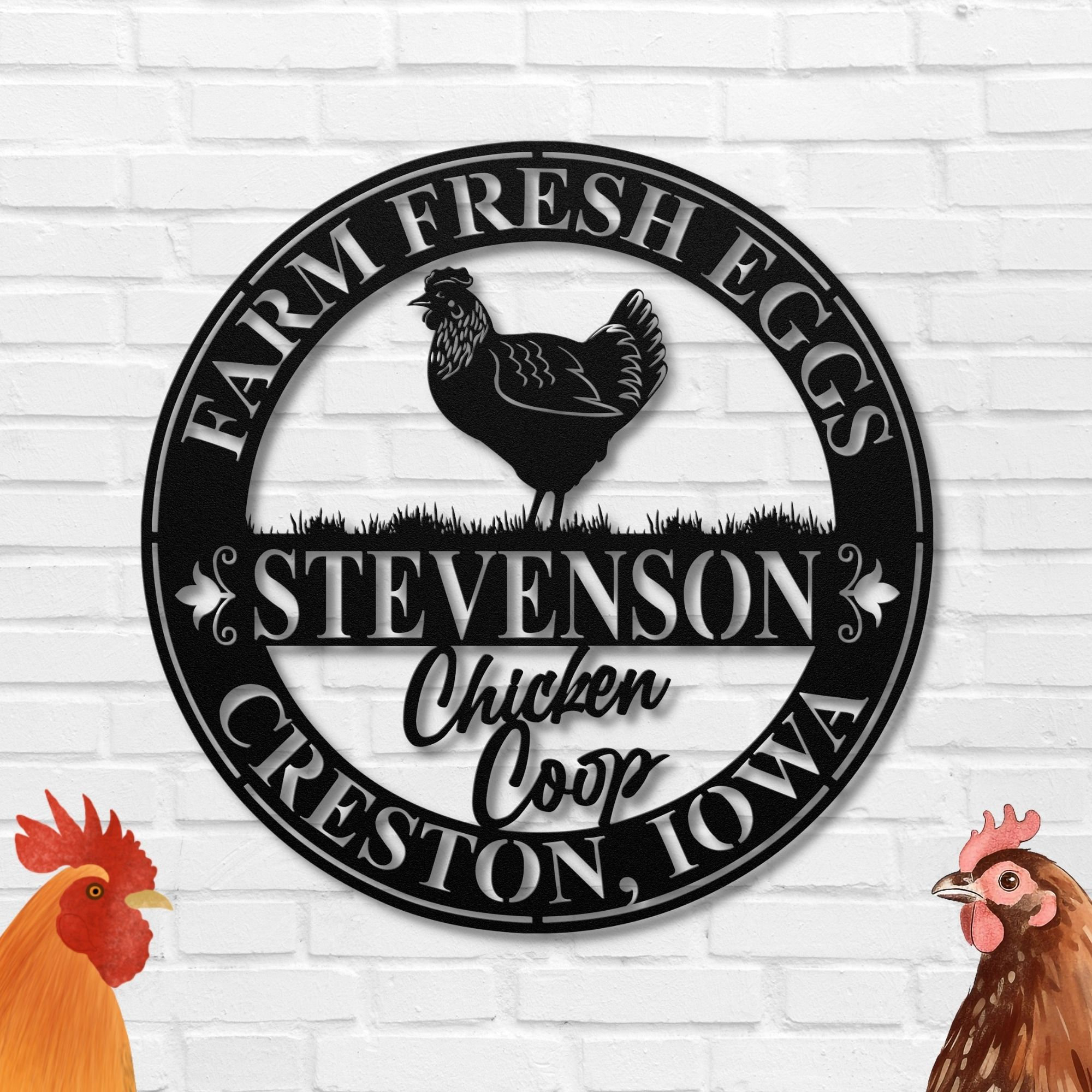 Personalized Chicken Coop Sign: Farm Fresh Eggs Metal Wall Art - Etsy