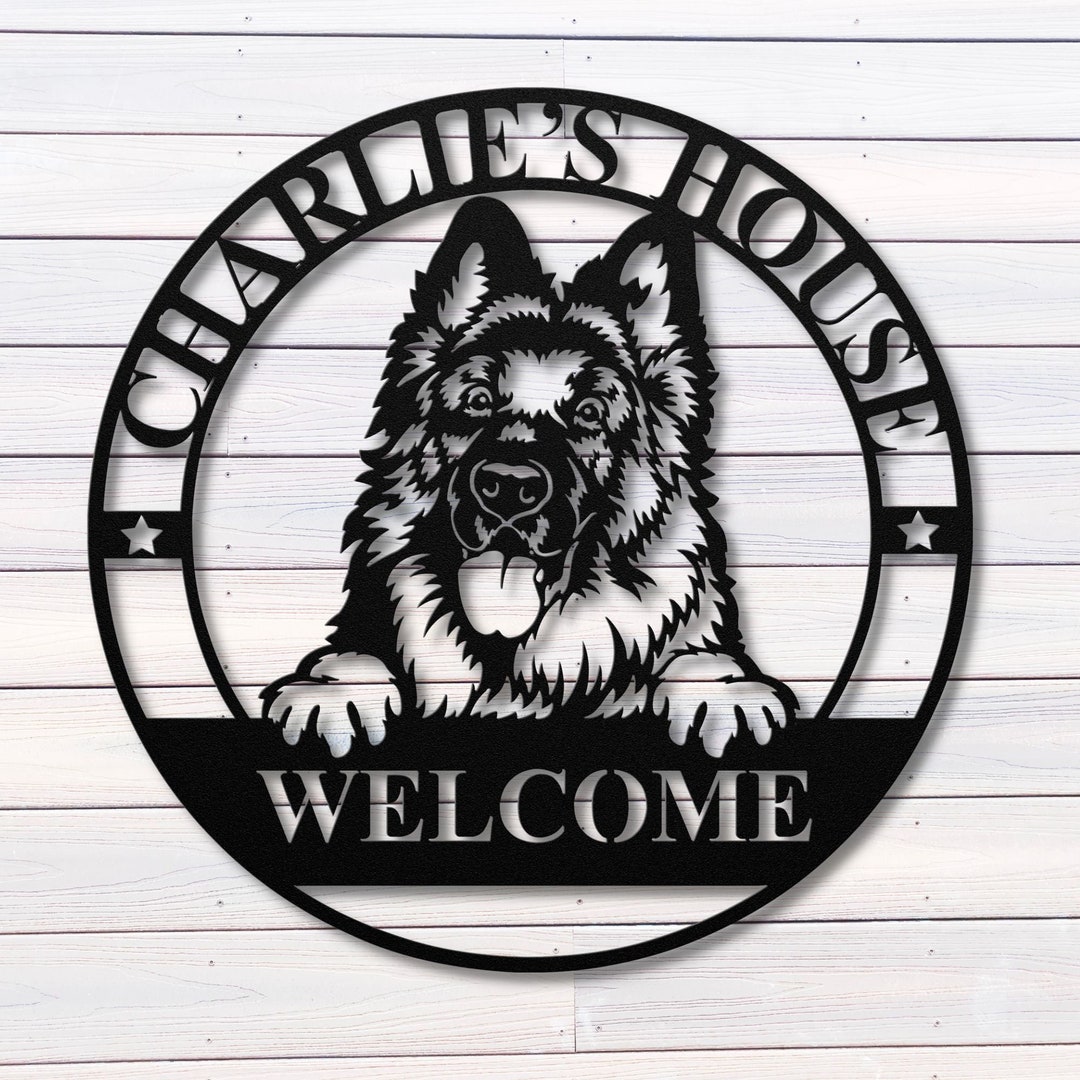 German Shepherd Metal Welcome Sign: Custom Dog Wall Art - Etsy