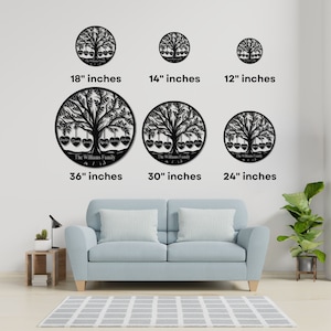 Metal Family Tree Wall Art With Engraved Names of Family Members and ...