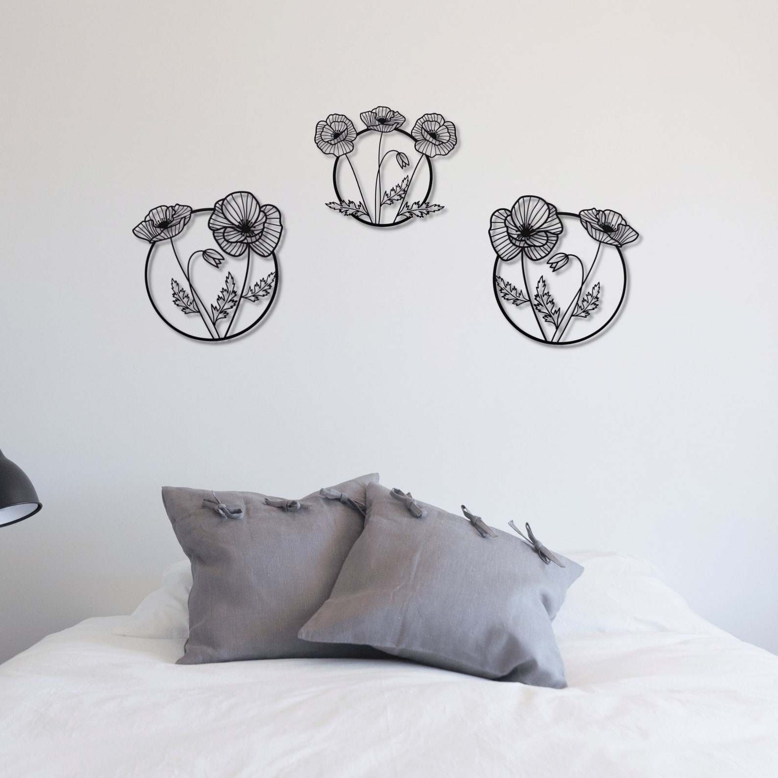 Poppy Flowers Metal Wall Art Set of 3 for Livingroom Bedroom - Etsy