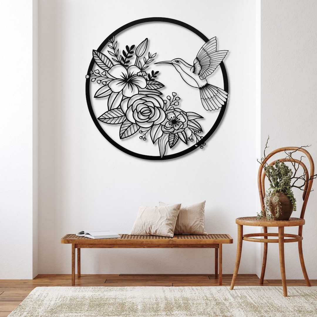 Hummingbird Metal Wall Art Metal Bird Wall Decor, Bedroom Wall Decor ...