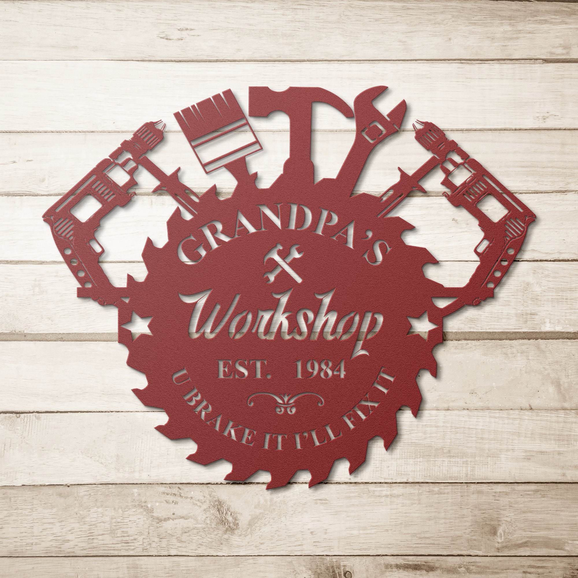 Workshop Metal Sign Custom Workshop Sign Papa's Workshop - Etsy