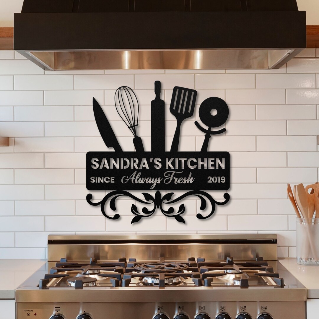Personalized Kitchen Metal Sign: Custom Name Wall Art - Etsy