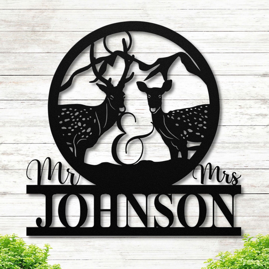 Deer Metal Wall Art: Personalized Couples Monogram Hunter Sign - Etsy