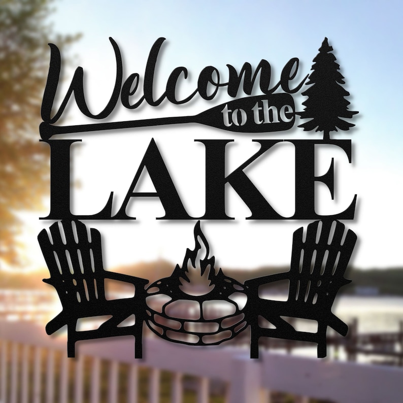 Welcome to the Lake House Metal Sign Rustic Home Decor for Cabin and ...