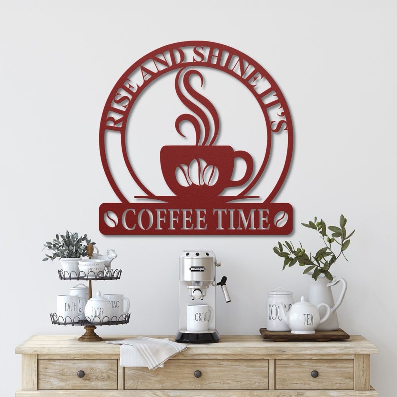 Coffee Bar Metal Sign Personalized Kitchen Wall Art Modern Home Décor ...