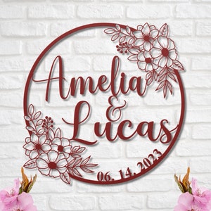 Personalized Wedding Name and Date Metal Sign - Custom Metal Wall Art ...