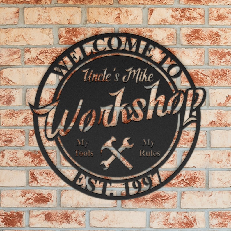 Personalized Workshop Metal Sign Papa's Workshop Metal - Etsy