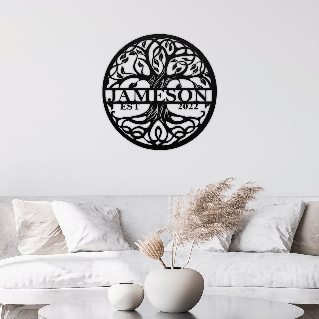 Tree of Life Family Name Sign, Personalized Sign, Metal Name Sign, Last ...