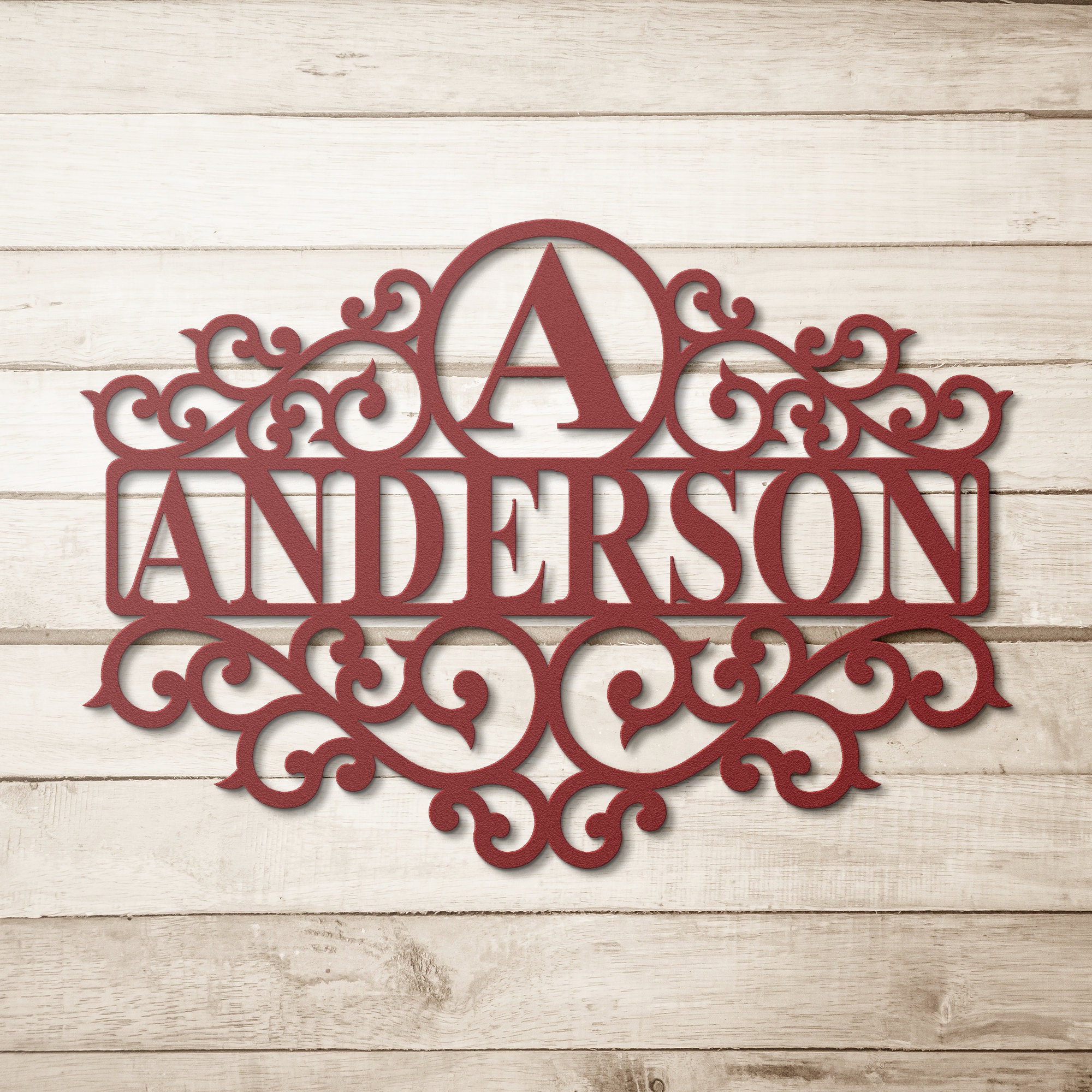 Metal Monogram Last Name Scroll Sign Custom Family Name Metal - Etsy