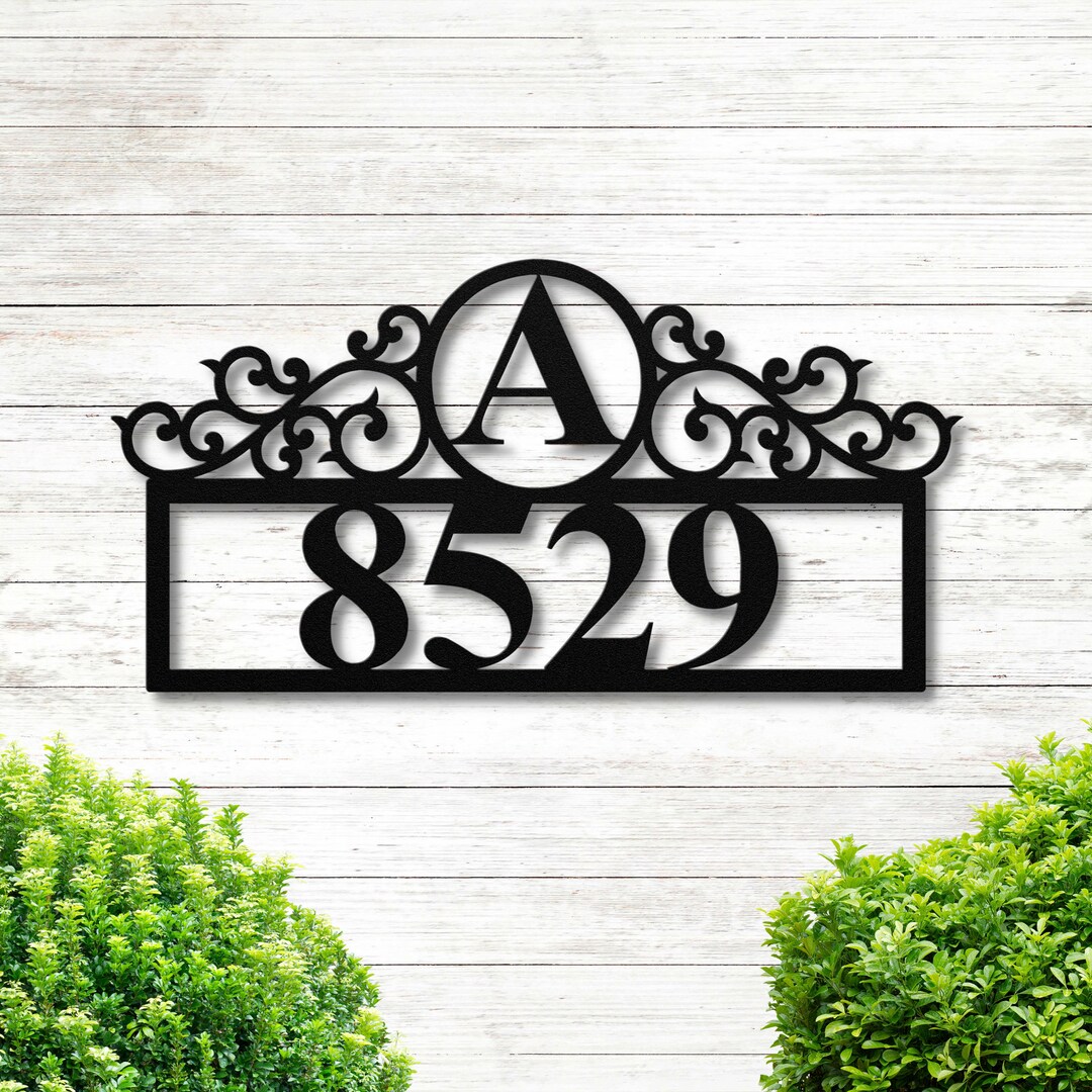 Personalized Scroll House Number Sign, Home Address Sign, Address Metal ...