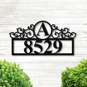 Personalized Scroll House Number Sign, Home Address Sign, Address Metal ...