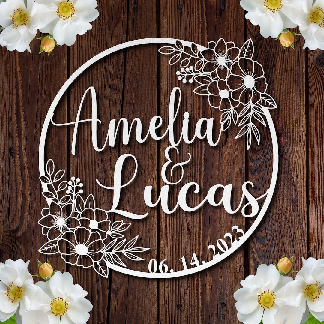 Personalized Wedding Name and Date Metal Sign - Custom Metal Wall Art ...