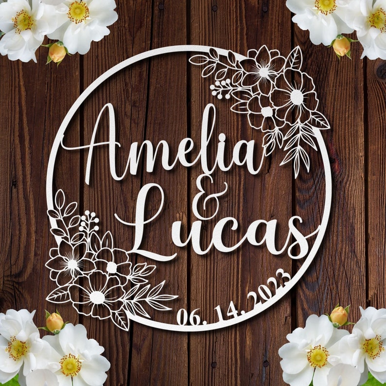 Personalized Wedding Name and Date Metal Sign - Custom Metal Wall Art ...