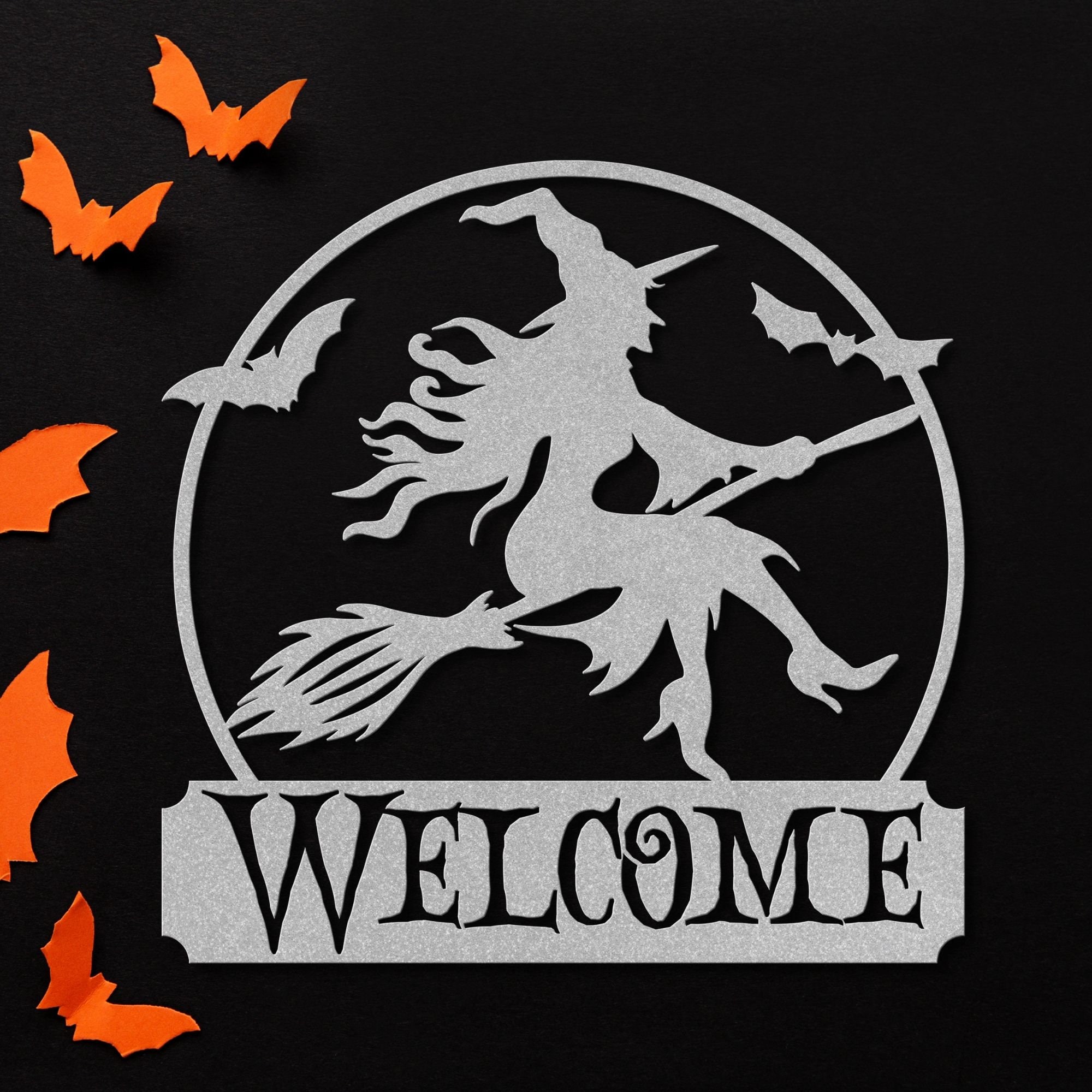 Flying Witch Halloween Welcome Metal Sign Spooky Home Decor - Etsy