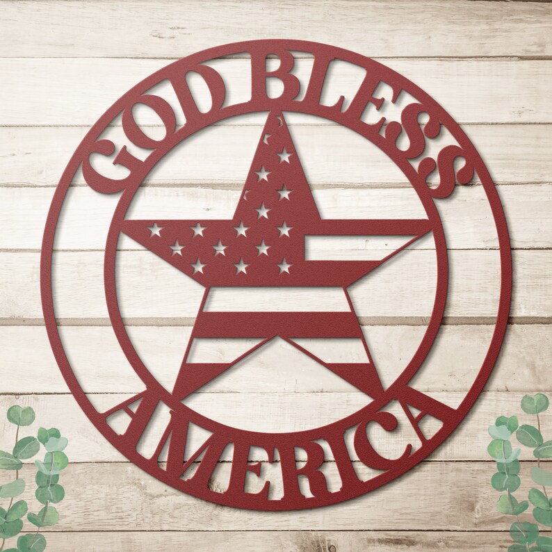 Patriotic Metal Sign, American Flag Sign, God Bless America, Patriotic ...