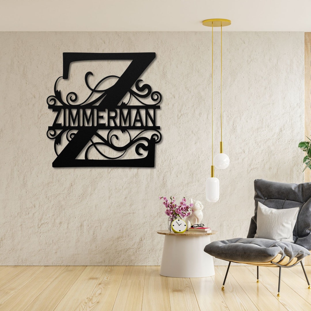 Metal Monogram Wall Art, Monogram Wall Decor, Family Name Sign ...