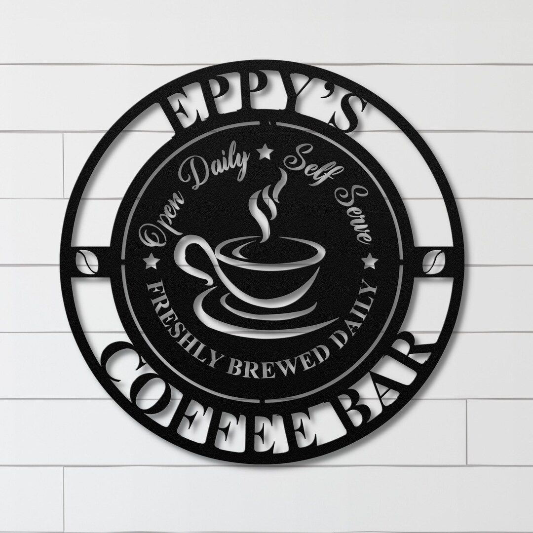 Personalized Coffee Bar Sign for Kitchen Coffee Decor, Custom Coffee ...