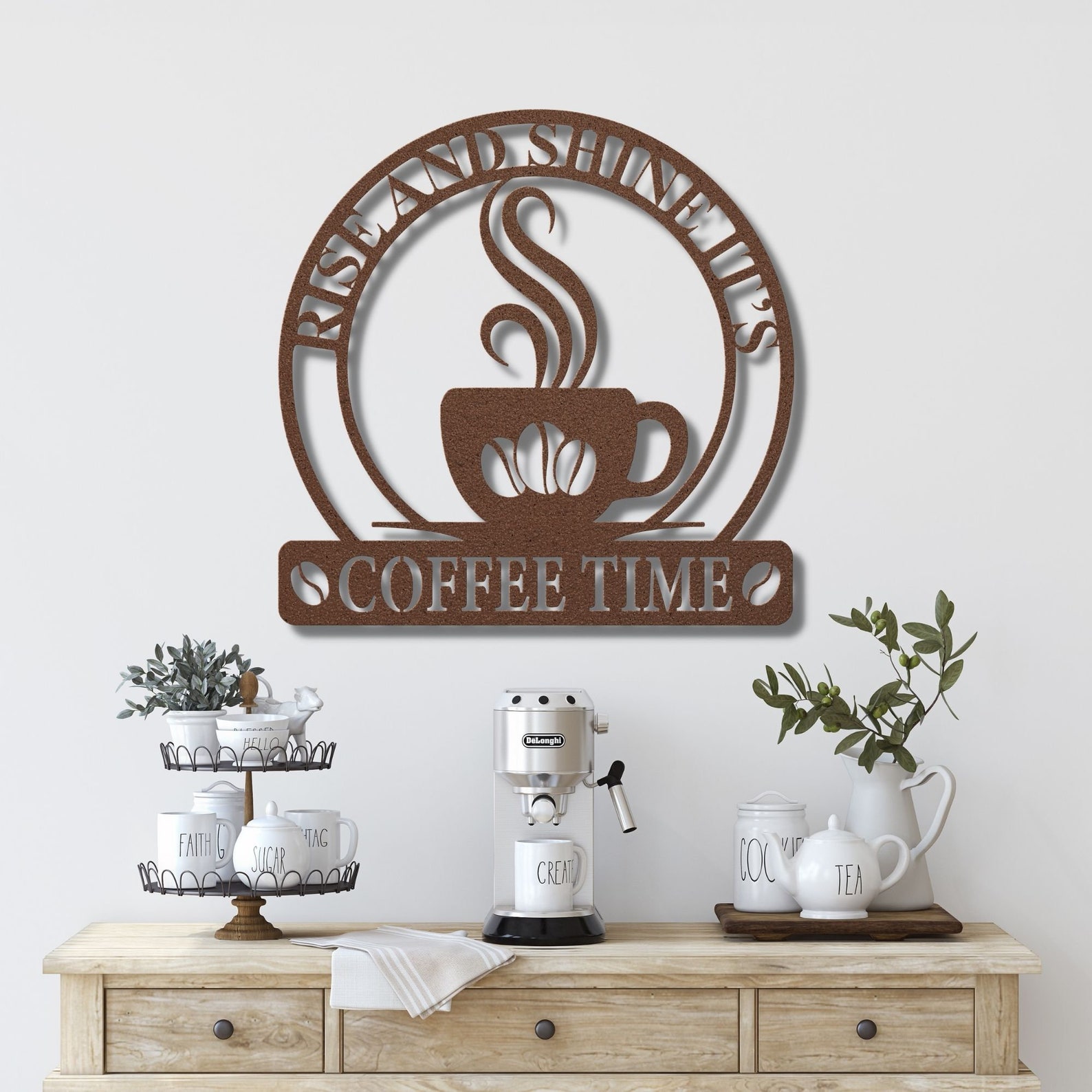 Personalized Coffee Bar Metal Sign: Modern Kitchen Wall Art - Etsy