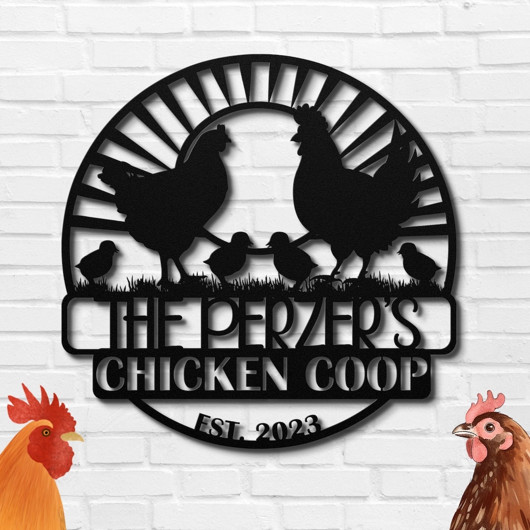 Custom Chicken Coop Sign - Personalized Metal Farmhouse Wall Art ...