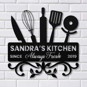 Personalized Kitchen Metal Sign, Custom Gift for Mom, Mother's Day Gift ...