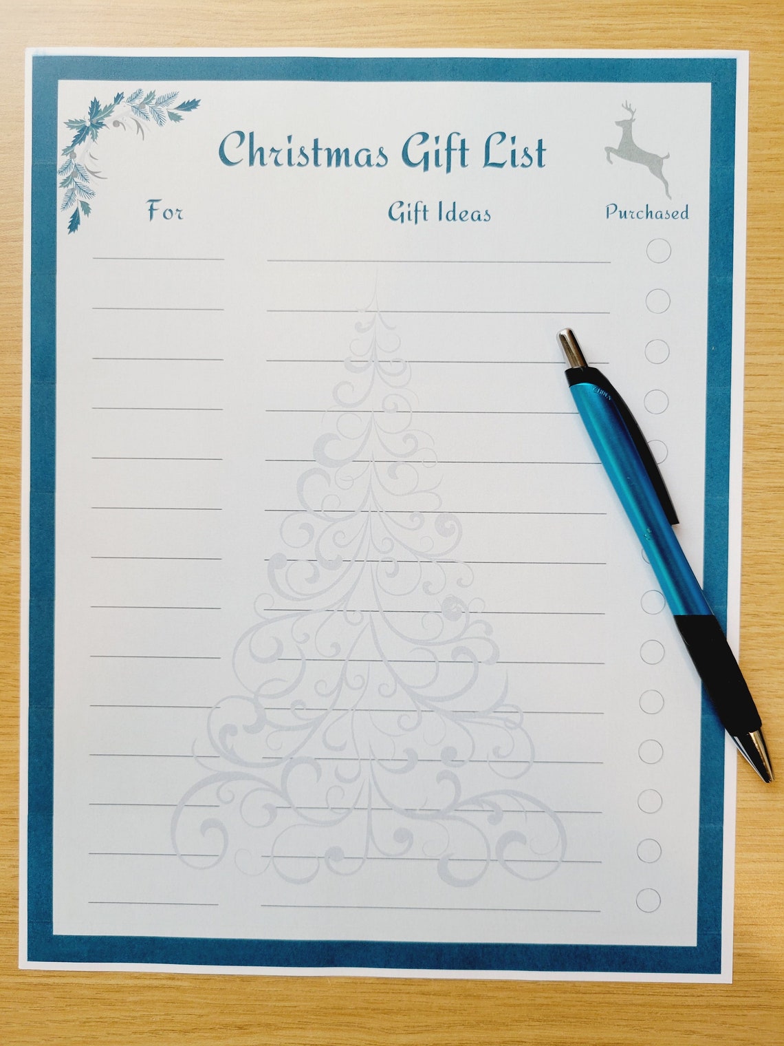 Printable Christmas Gift List Planner - Teal & Silver - Etsy