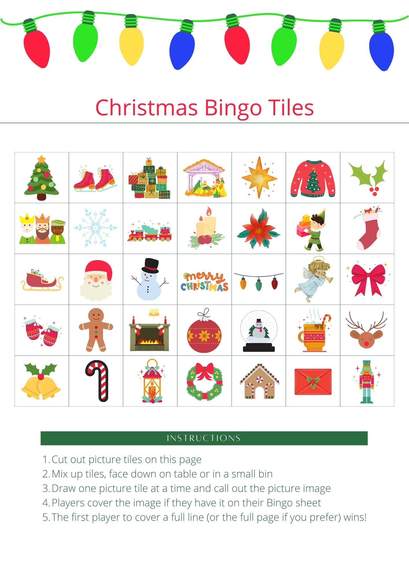 Printable Christmas Bingo Game - Etsy