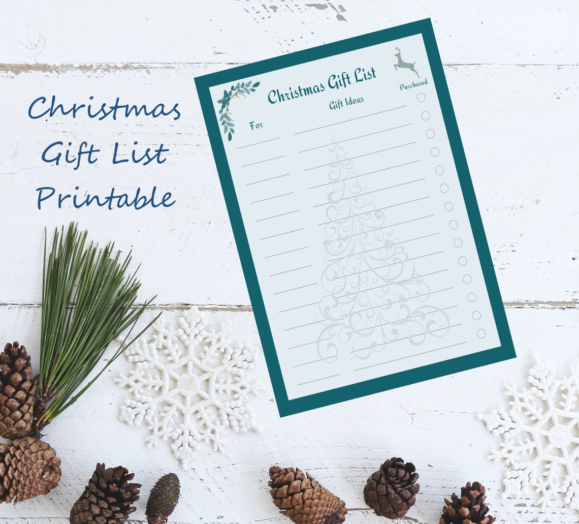 Printable Christmas Gift List Planner - Teal & Silver - Etsy