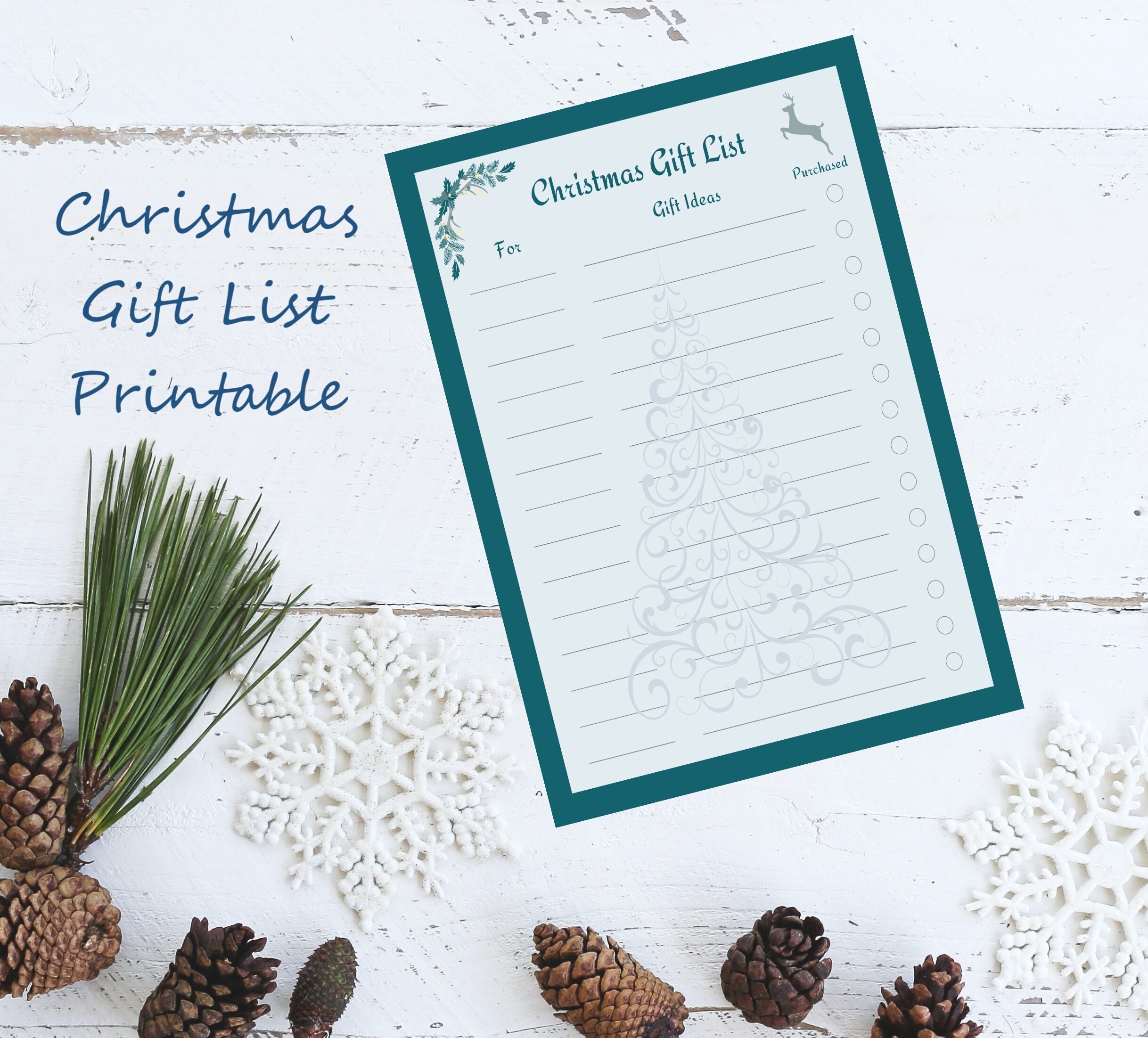 Printable Christmas Gift List Planner - Teal & Silver - Etsy