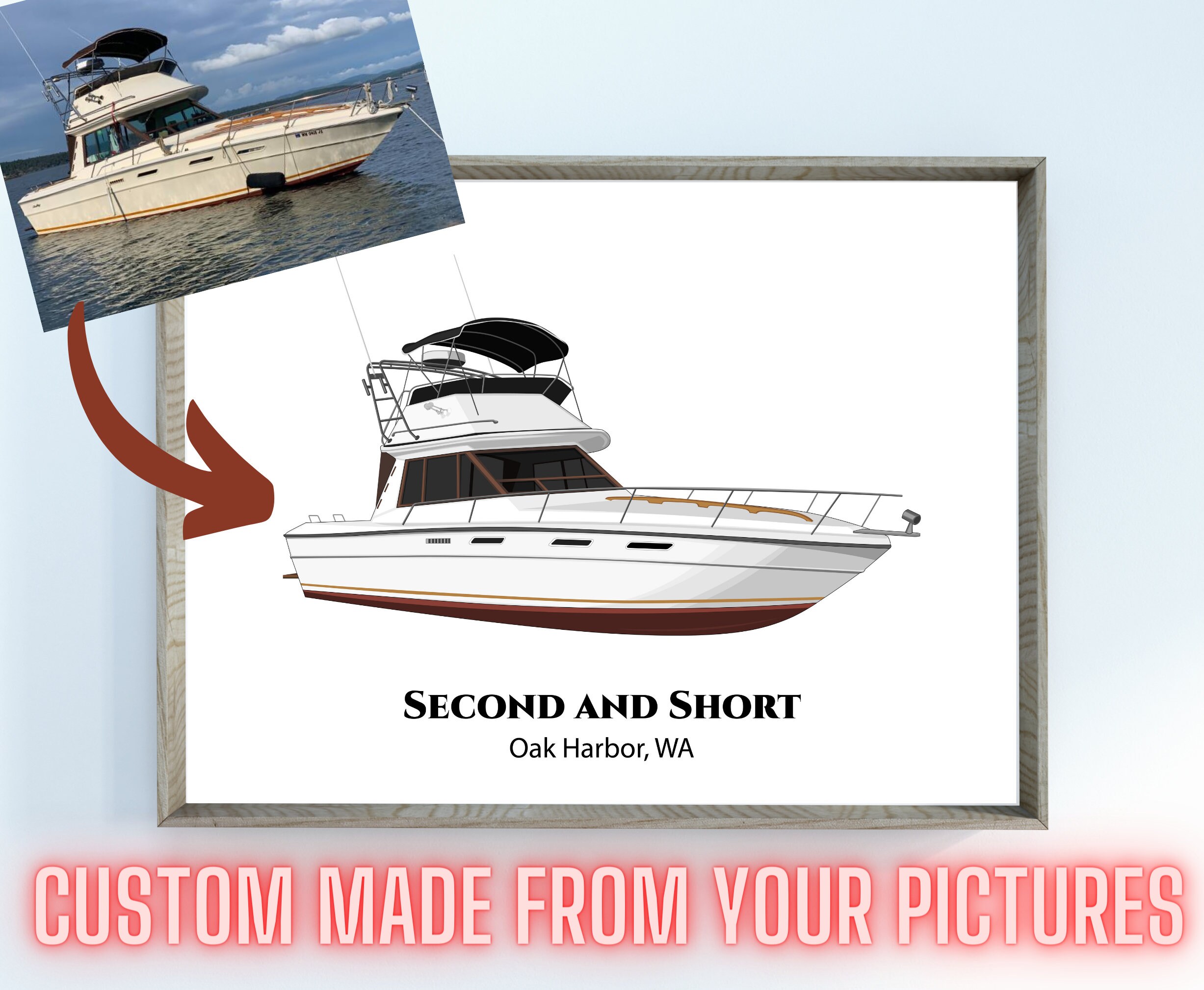 Fathers Day-custom Boat Drawing Vector Line Art Convert Your Sailboat ...