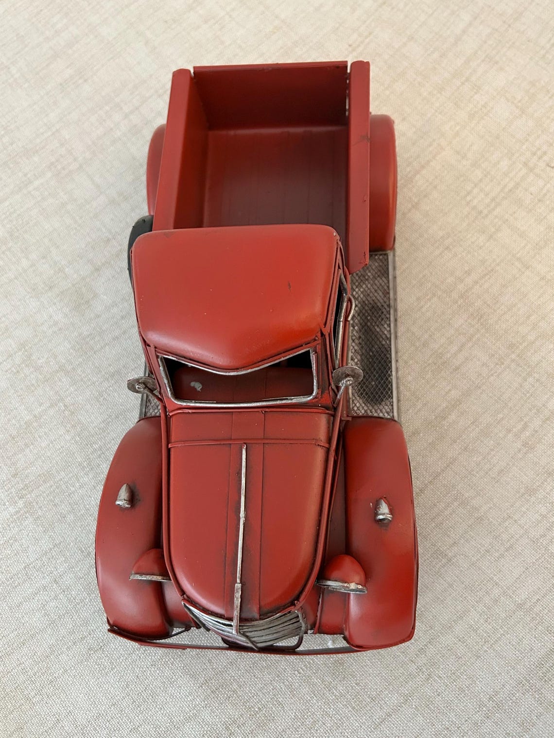 Large Metal Truck - Christmas Centerpiece - Metal Truck - Red Metal ...