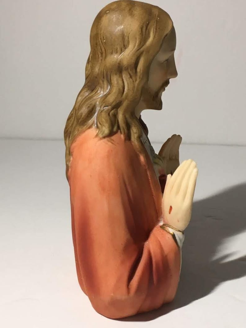 Sacred Heart Jesus Stigmata Porcelain Vintage Rare Hand Painted ...