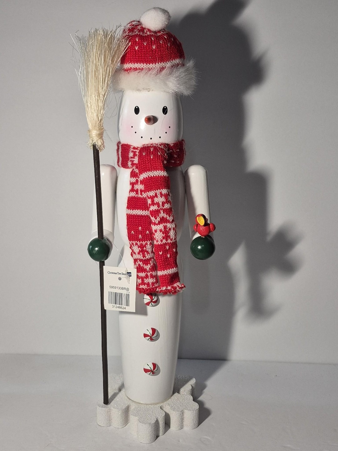 Snowman Wood Nutcracker Nantucket Broom Snowflake Peppermint Candy NWT ...