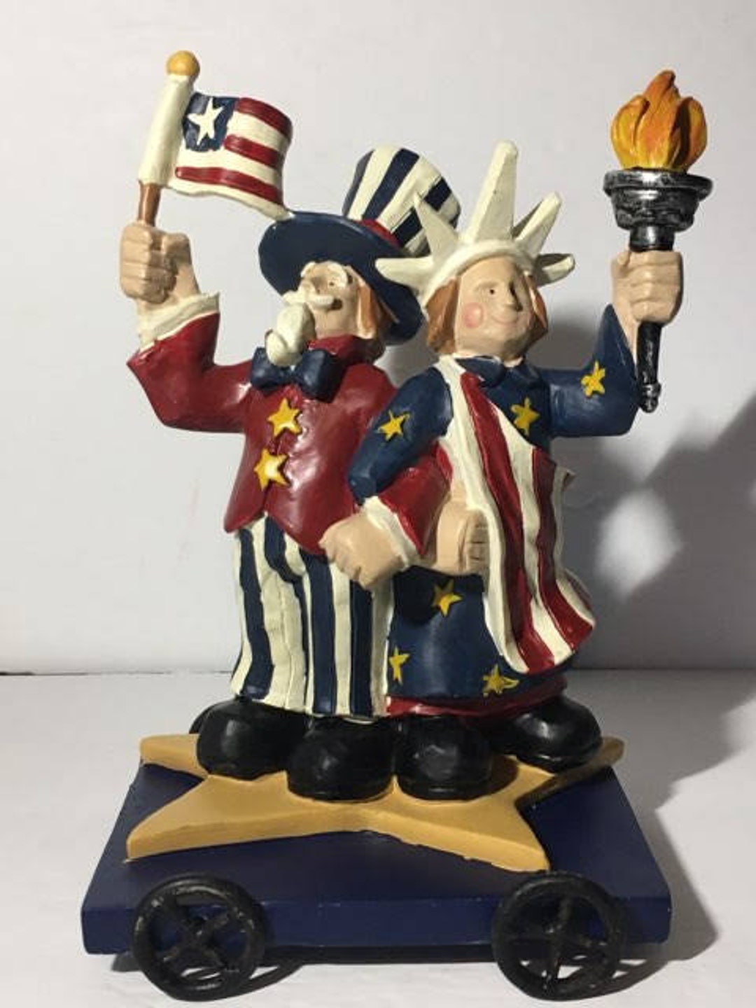 Uncle Sam Lady Liberty Figurine Nantucket July 4 Patriotic Americana ...