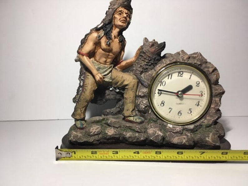 Ashley Belle Native American Clock Wolf Resin Wood Base - Etsy