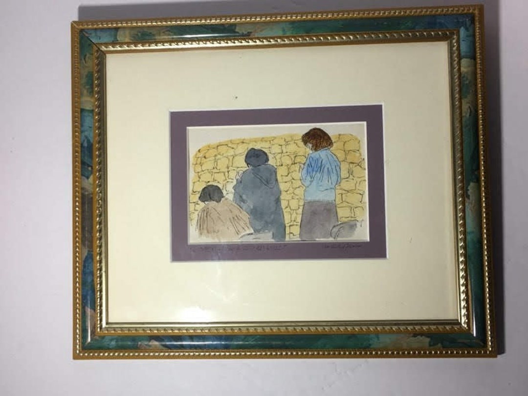 Women at the Western Wall Martin Hamer Print Hand Painted Watercolor ...