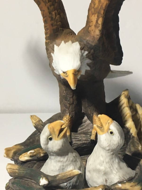 Ceramic Bald Eagle With Two Baby Birds in Next Statue Figurine - Etsy