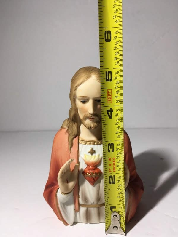 Sacred Heart Jesus Stigmata Porcelain Vintage Rare Hand Painted ...