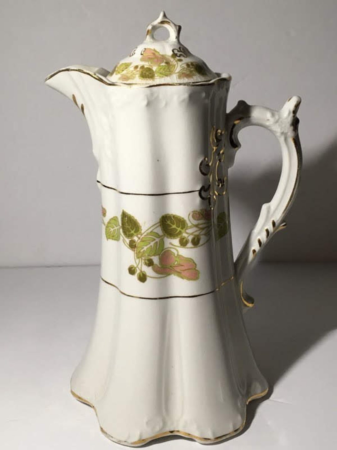 Porcelain Chocolate Pot Warwick China Vintage Gold Color Accents Tea ...