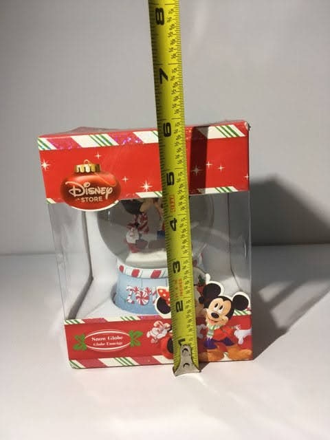 Mickey Minnie Mouse Snow Globe Disney Mistletoe Kiss Christmas Holiday ...
