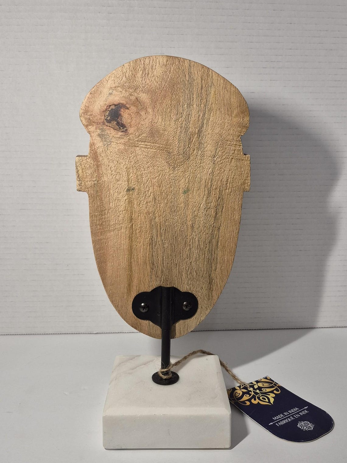 Vintage Tribal Mask Statue Mixed Media Wood Marble Stone Made in India ...