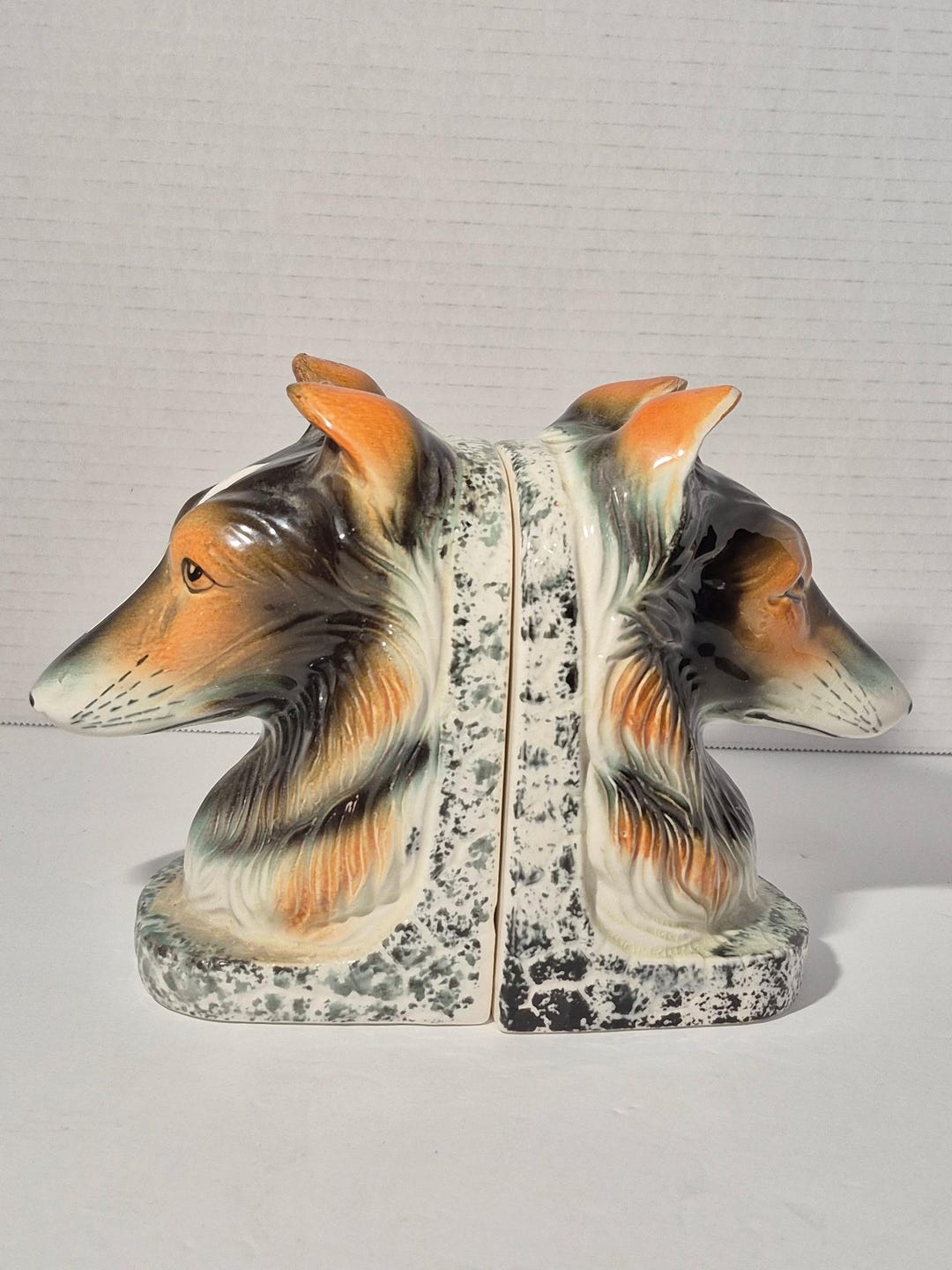 Ceramic Border Collie Dog Bookends Vintage - Etsy