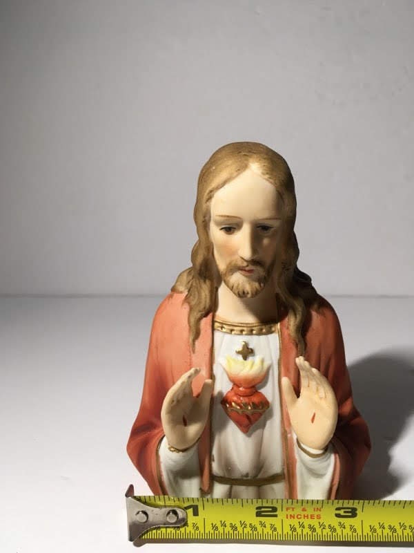 Sacred Heart Jesus Stigmata Porcelain Vintage Rare Hand Painted ...
