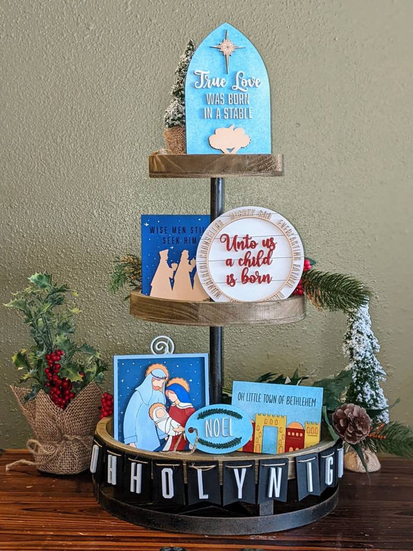 Nativity Scene Sign Farmhouse Decor Sign Nativity Tier Tray | Etsy